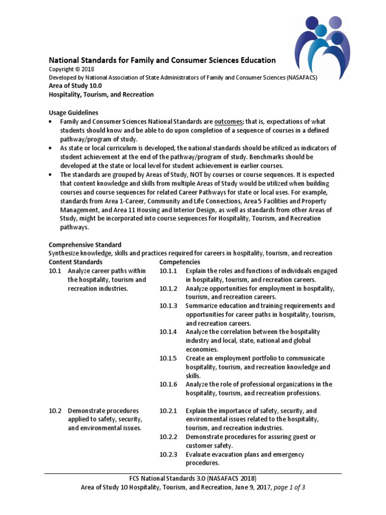 Fcs-Area 10-Hospitality Final 7-9-17 Abr | PDF | Home Economics ...