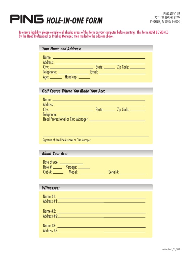 Ping Ace Form | PDF