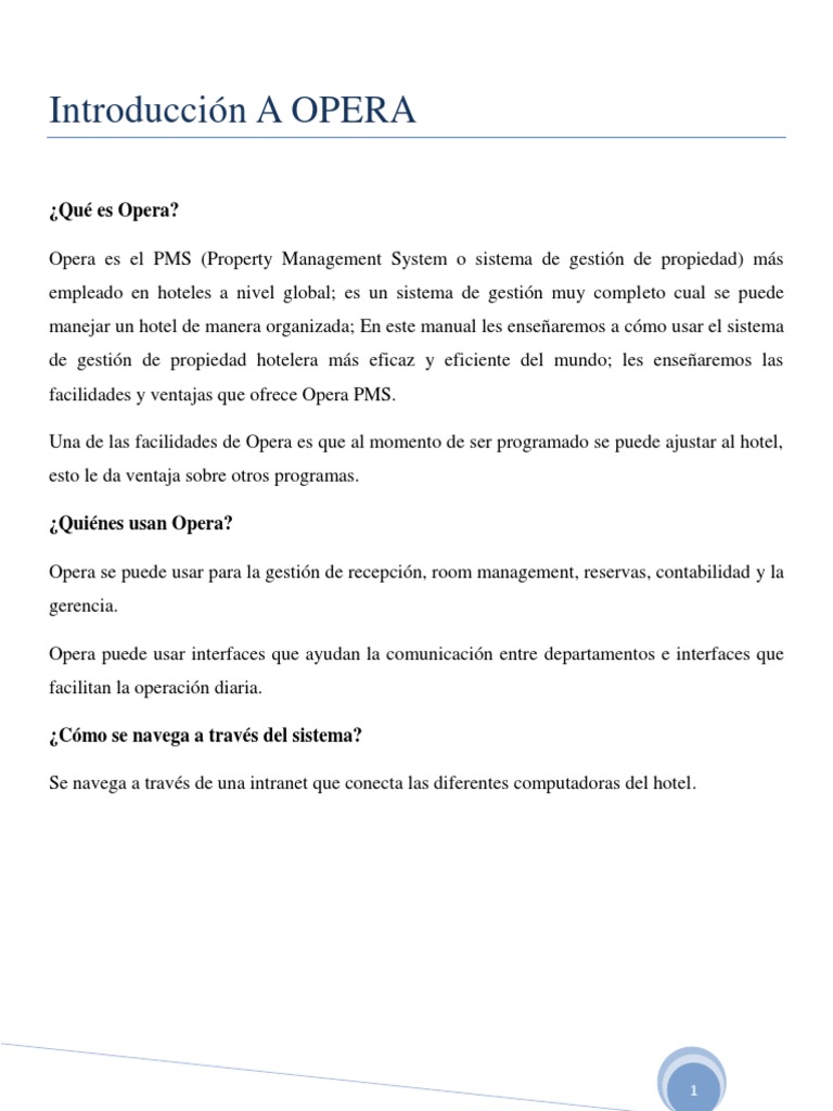 O.P.E.R.A Manual | PDF | Hotel | Industrias de servicio