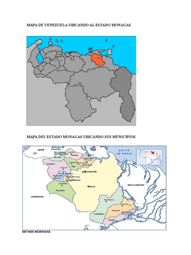 Mapa de Venezuela Ubicando Al Estado Monagas (Escudo) | PDF