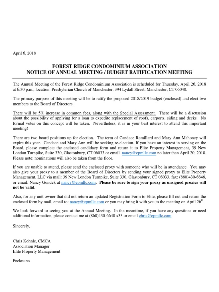Meeting Notice 2018 Annual | PDF