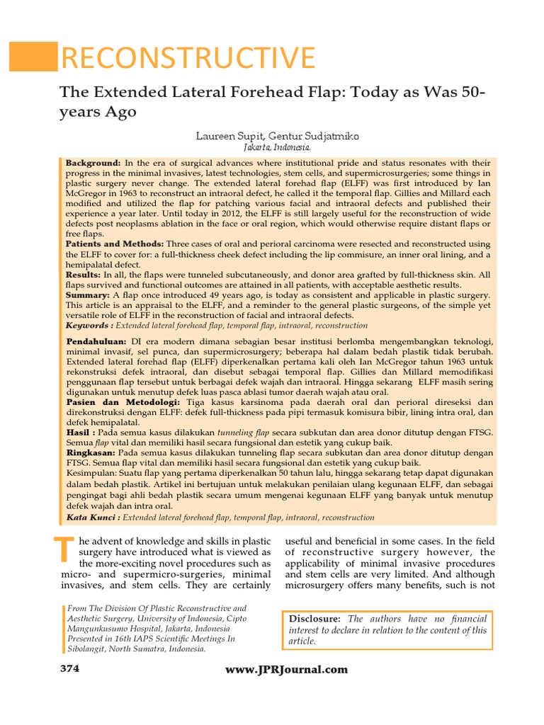 The Timeless Versatility of the Extended Lateral Forehead Flap in ...