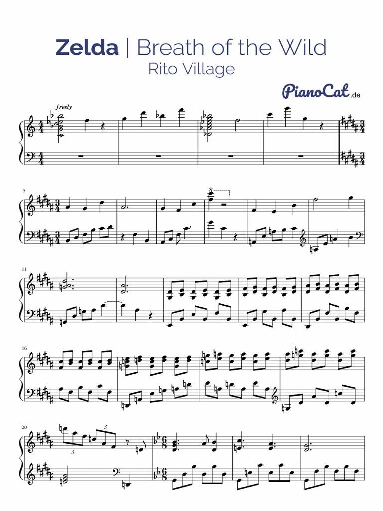 Zelda Breath of The Wild Piano Rito Village | PDF