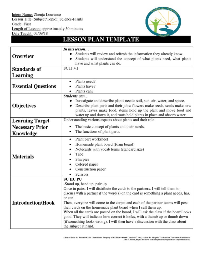 Lesson Plan Template: Standards of Learning Essential Questions | PDF ...