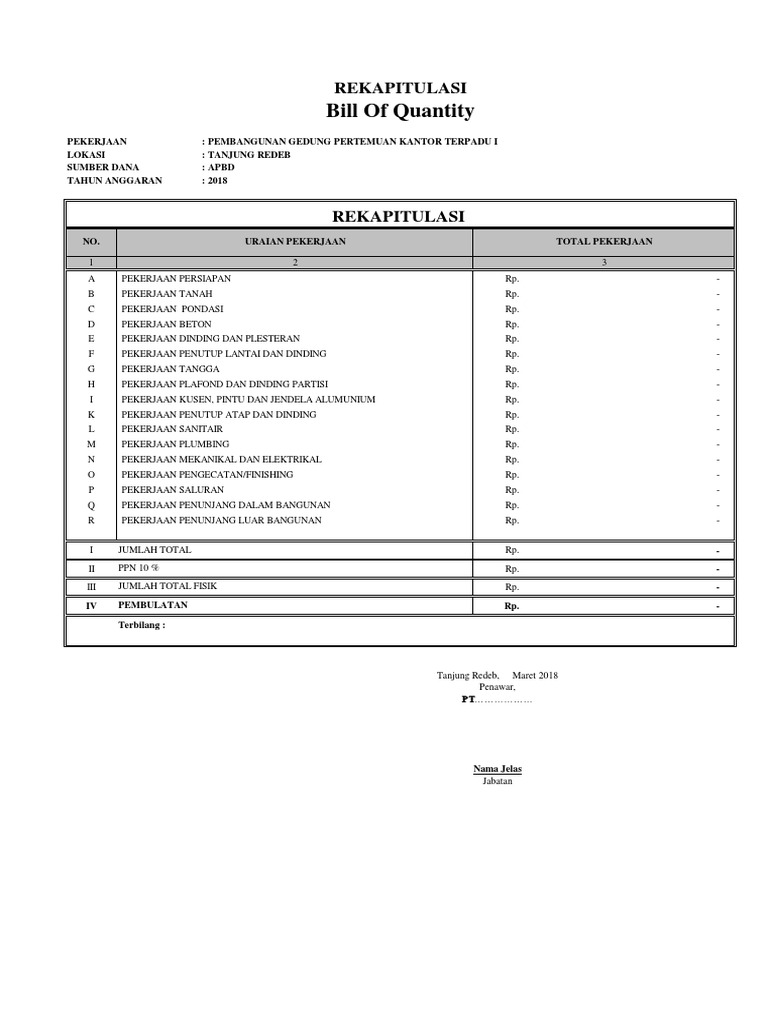 Boq New Gedung Pertemuan1 | PDF