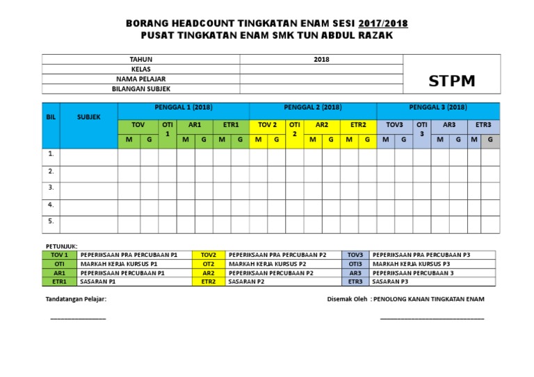 Borang Headcount t6 | PDF