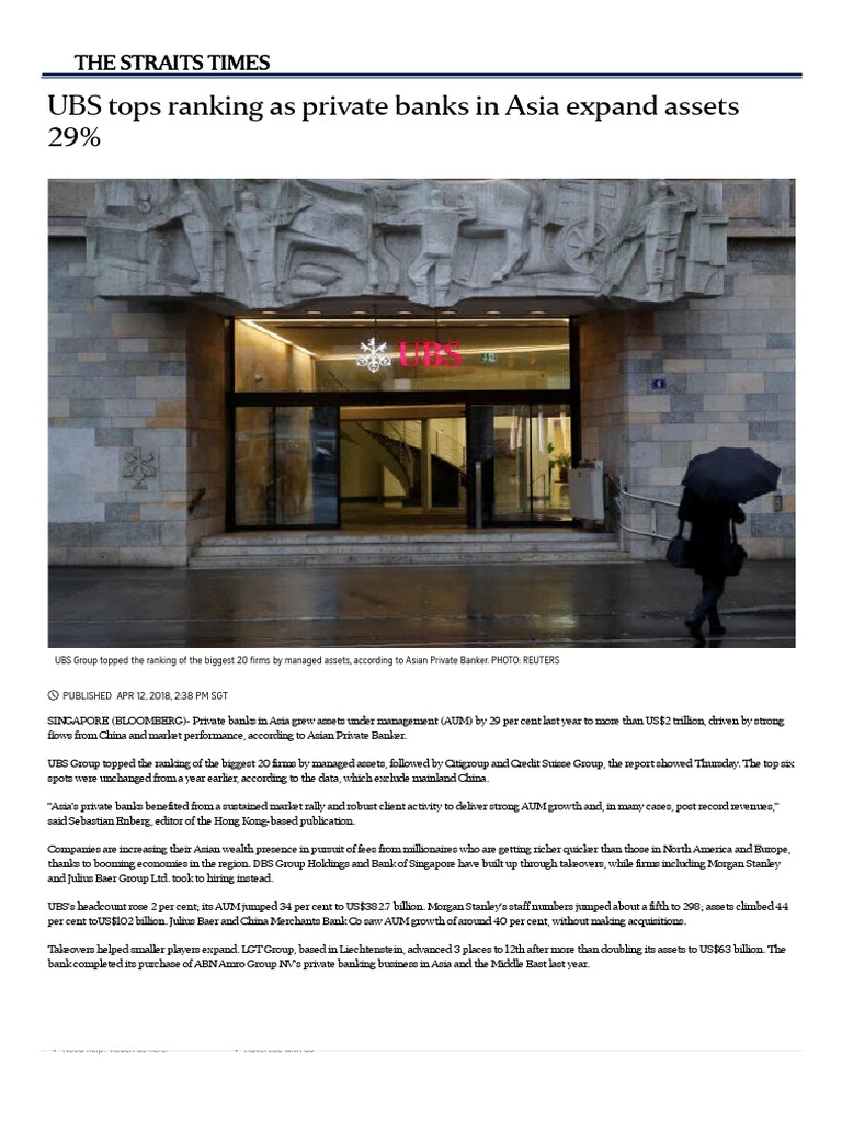 UBS Leads Asia's Private Bank Rankings | PDF | Business | Social Science