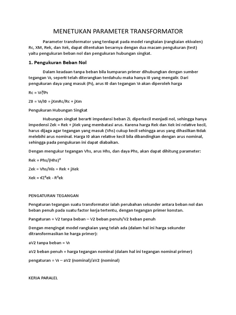 Parameter Trafo | PDF | Sains & Matematika