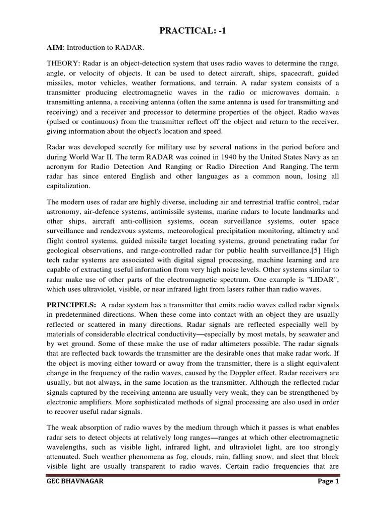 Practical | PDF | Navigation | Radar
