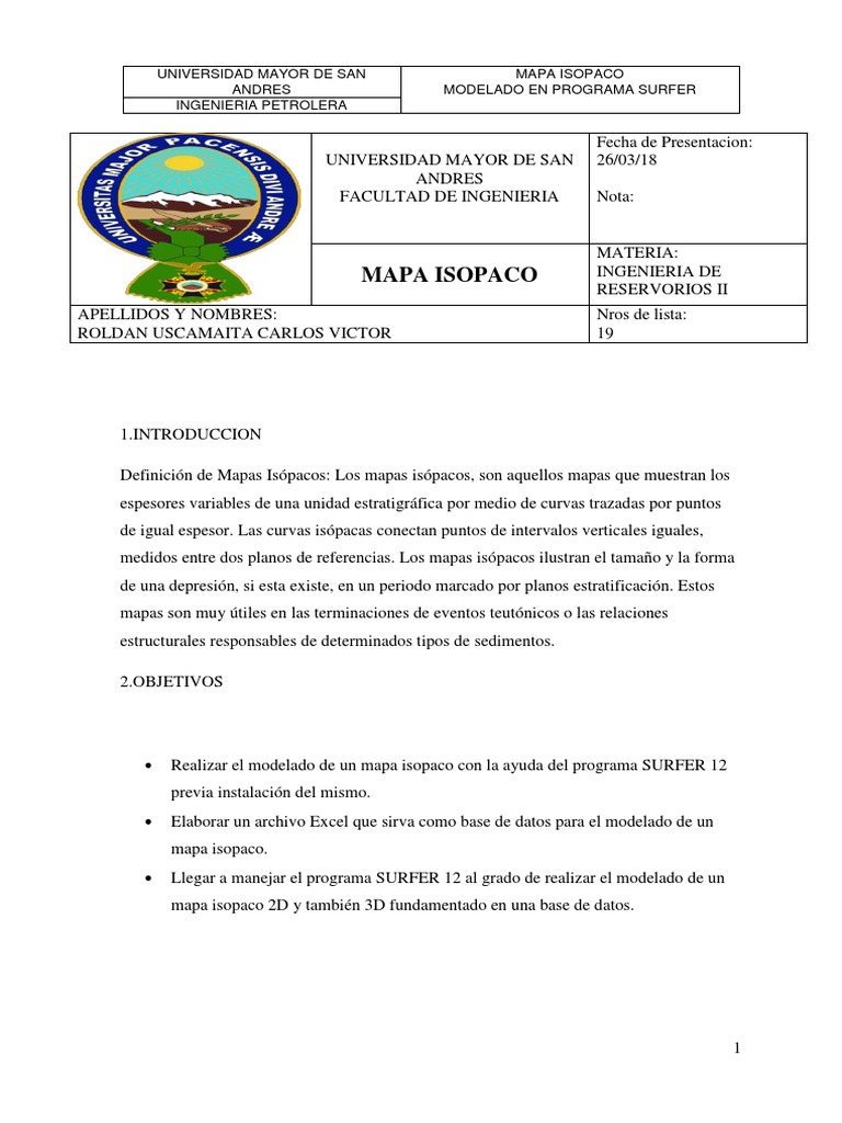 Informe Mapa Isopaco | PDF | Mapa | Microsoft Excel