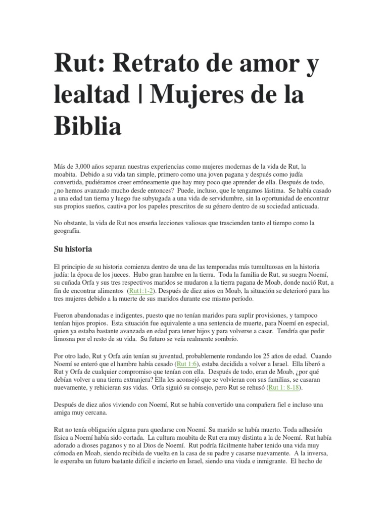 La Vida de Rut | PDF | Libro de rut | Noemí (figura bíblica)