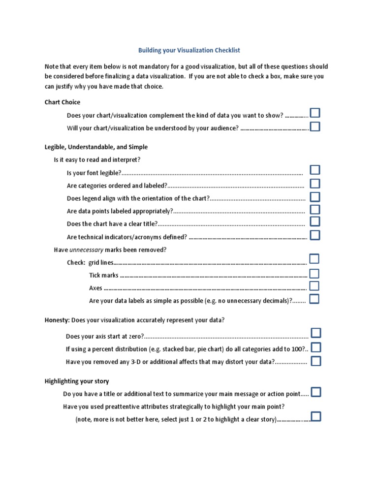 Data Visualization Checklist Guide | PDF | Infographics | Semiotics