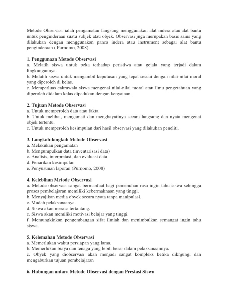 Metode Observasi | PDF