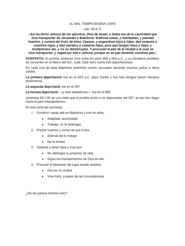Al Mal Tiempo Buena Cara | PDF | Jeremías | Religión y creencia