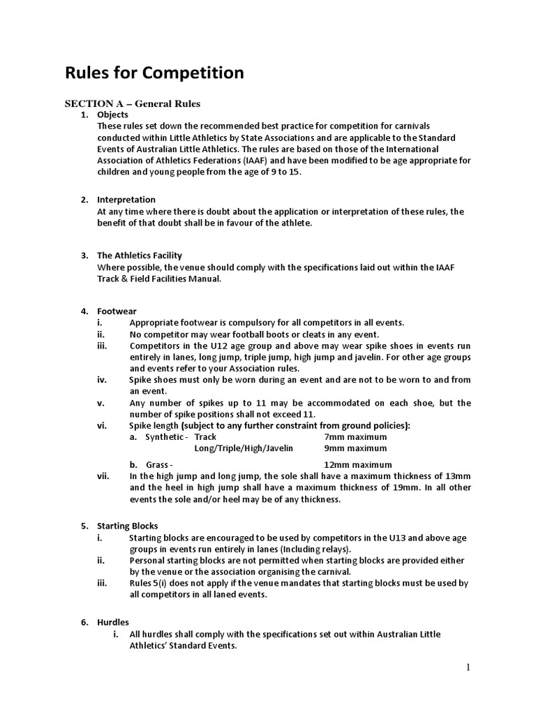 Standard Rules | Descargar gratis PDF | Track And Field | Referee