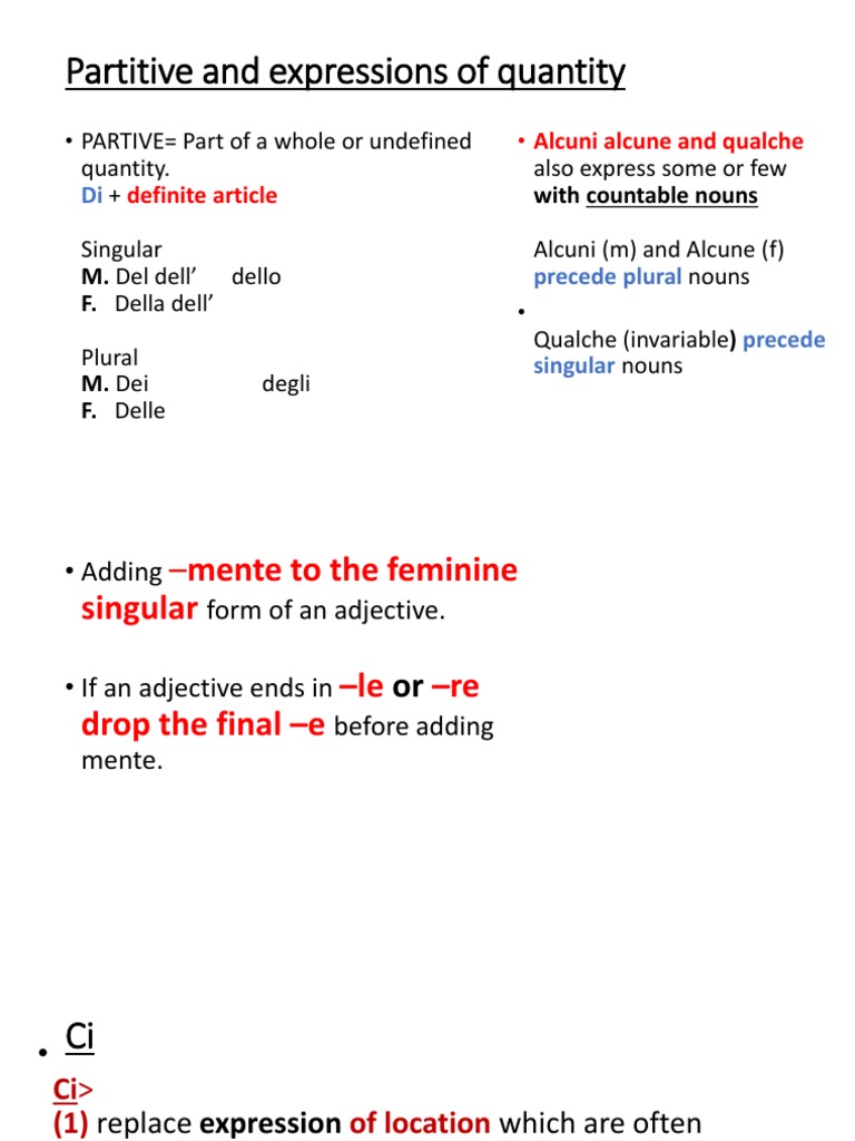 Italian Grammar Review | PDF | Noun | Adjective