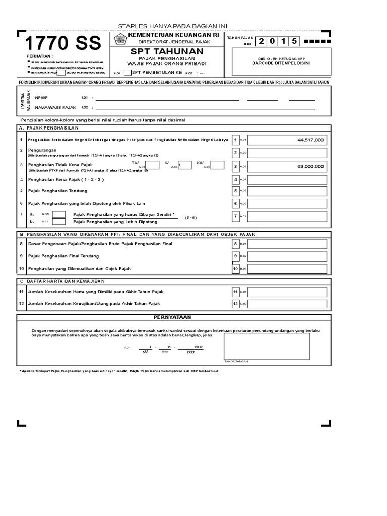 Formulir SPT 1770 SS | PDF