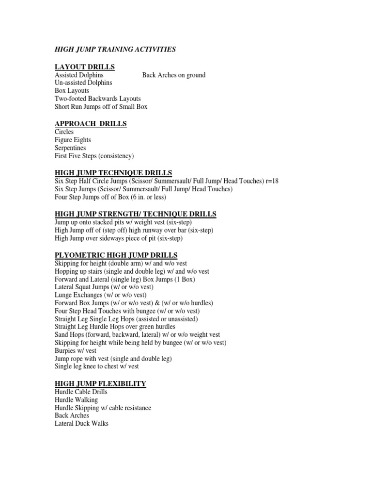 Blockburger Sheldon High Jump Drills Exercises | PDF | Anatomical Terms ...
