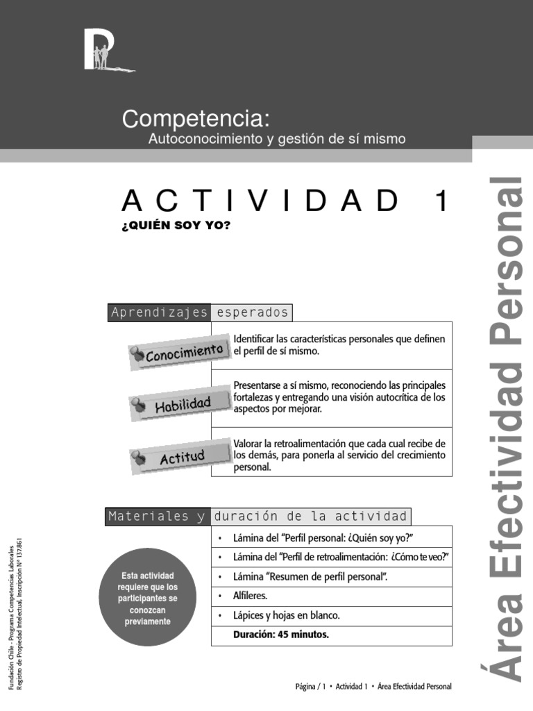 Actividad 1 Quien Soy Yo | PDF | Ejercicio físico | Conocimiento