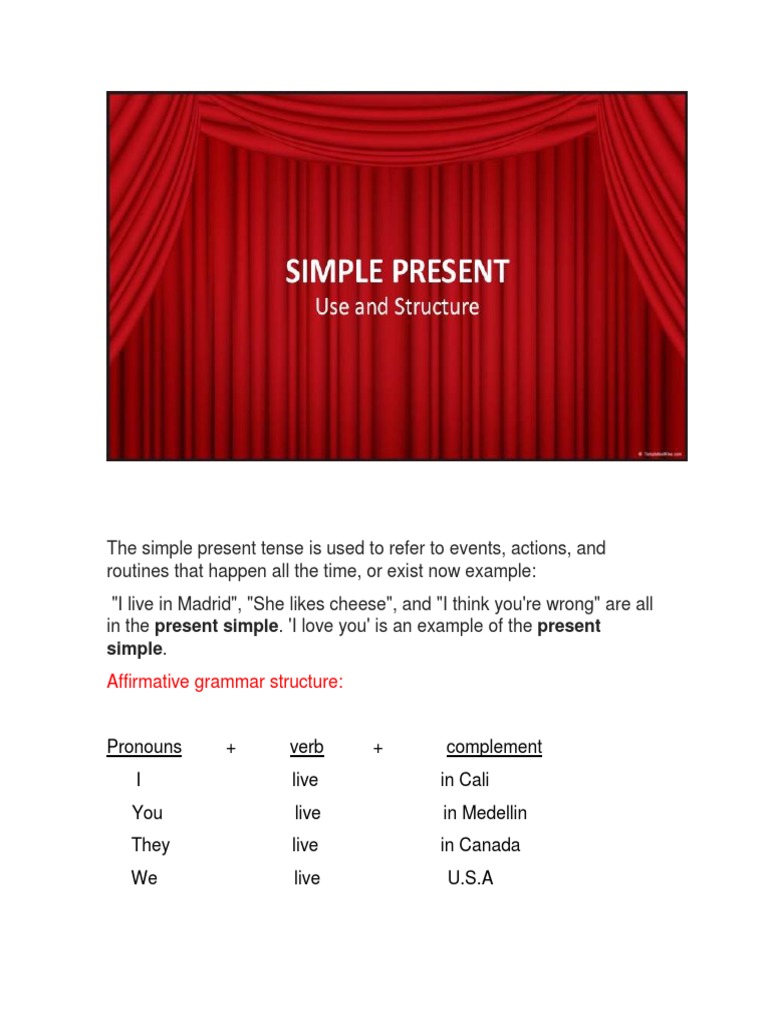 Simple Present Tense Guide | PDF | English Language | Grammatical ...