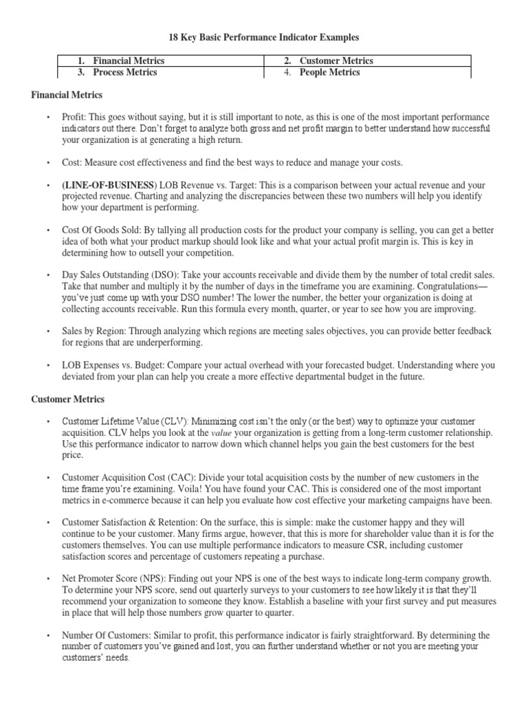 16 Potential Key Performance Indicators For Hospitals | PDF ...