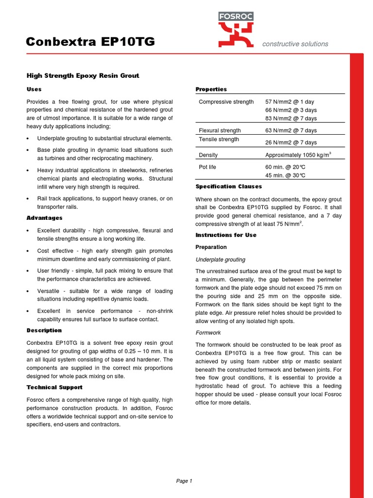 Conbextra EP10TG.pdf | Epoxy | Strength Of Materials