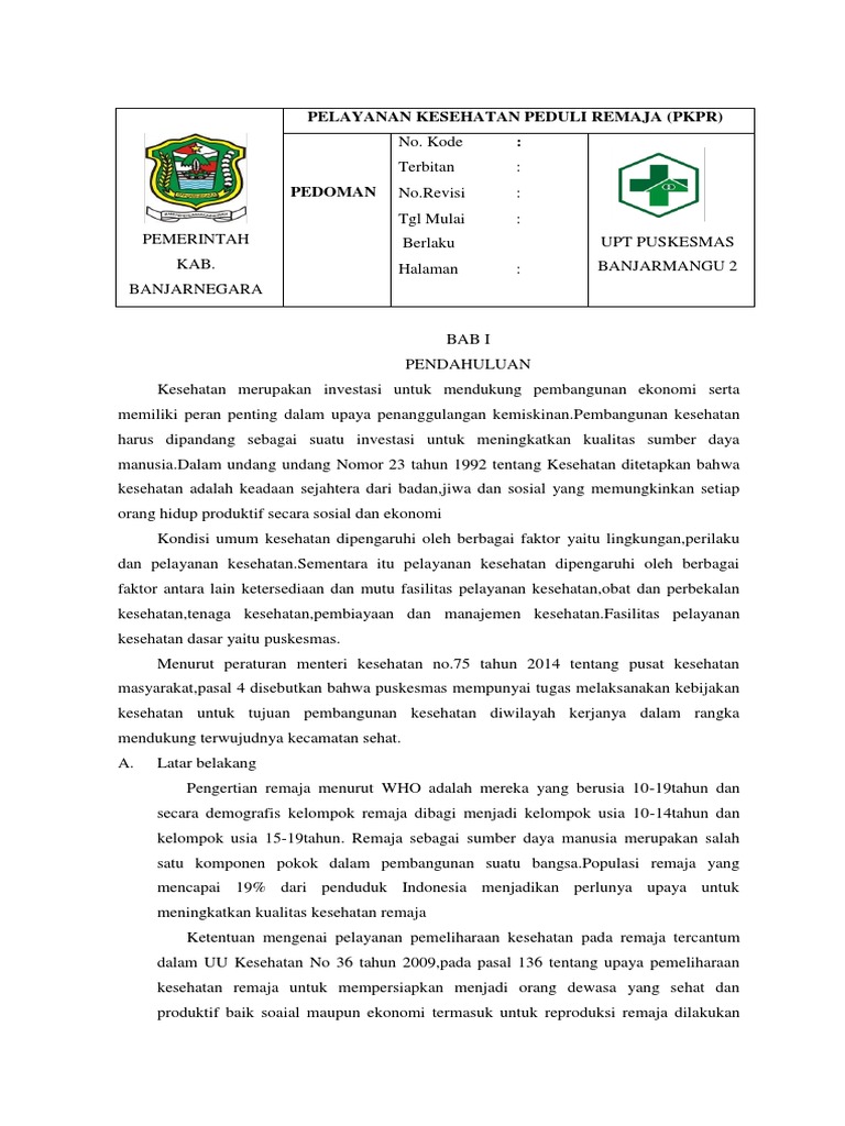 PKPR Puskesmas Banjarmangu 2 | PDF | Pengembangan Diri