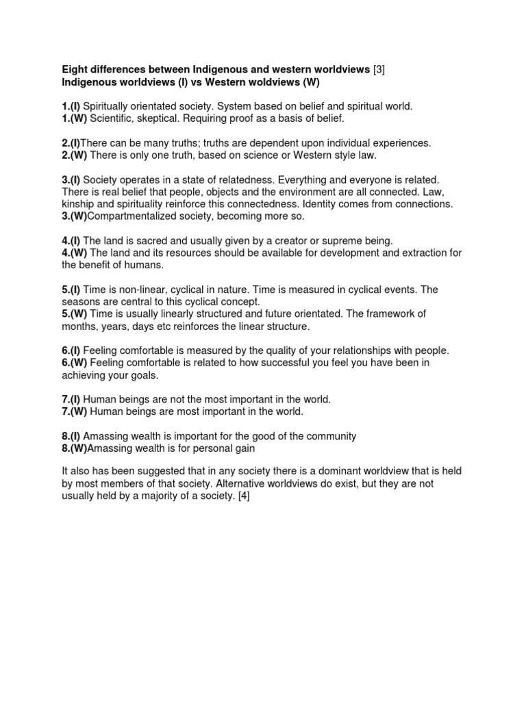 Indigenous vs Western Worldviews Explained | PDF