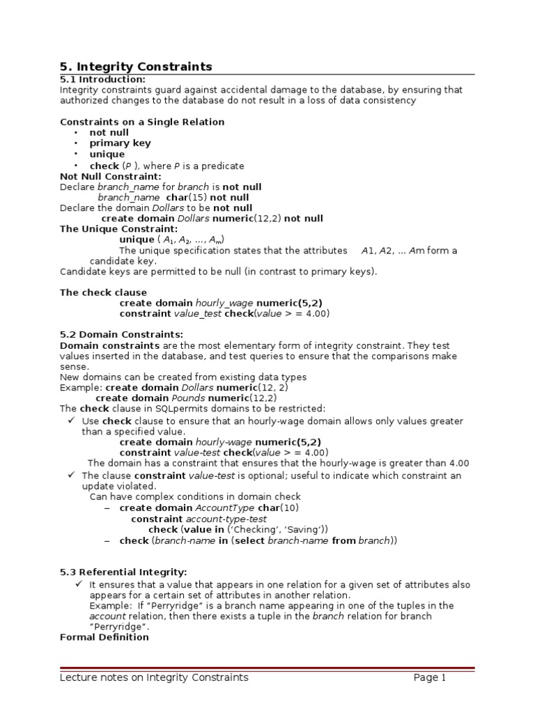 Integrity Constraints | PDF | Information Retrieval | Data Management Software