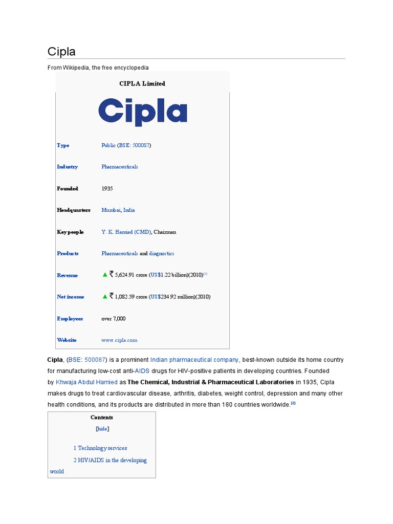 Cipla | PDF | Pharmaceutical Industry | Health Care