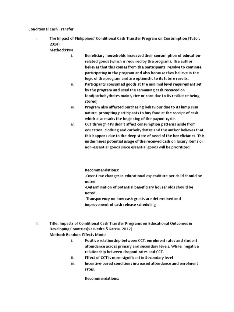 Title: Impacts of Conditional Cash Transfer Programs On Educational ...