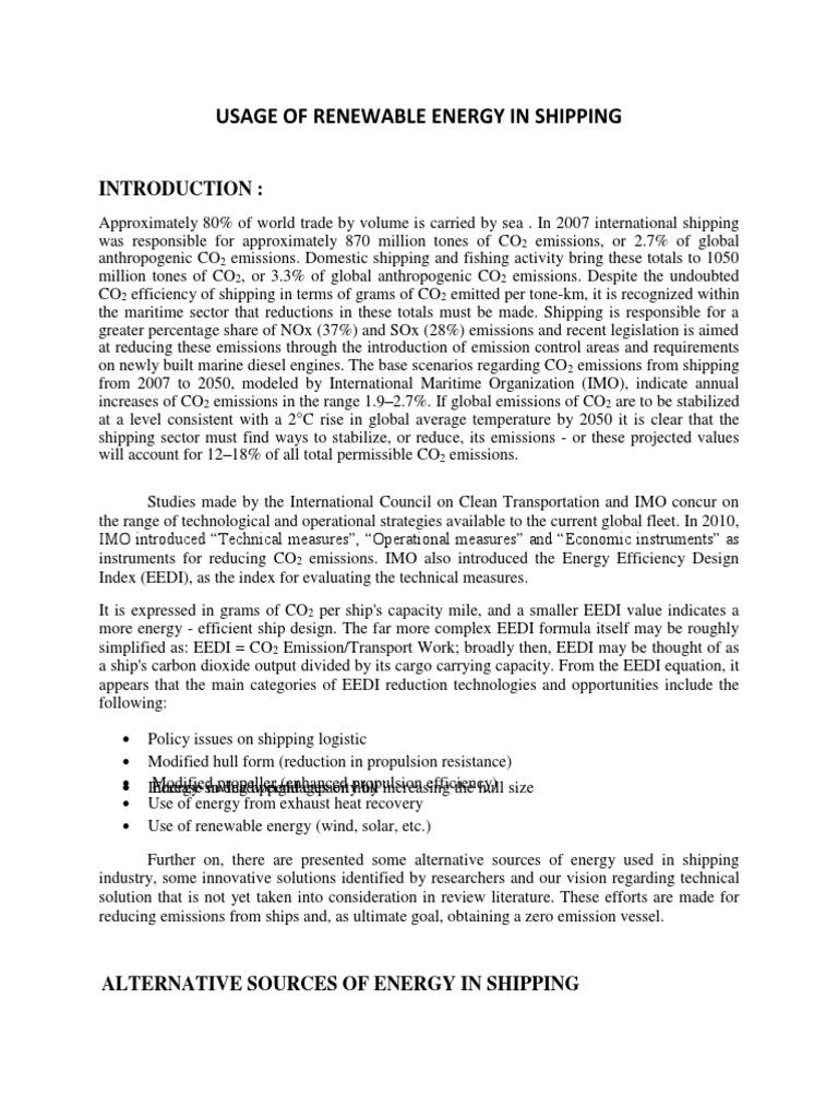 Renewable Energy Solutions in Shipping | PDF | Biofuel | Marine Propulsion