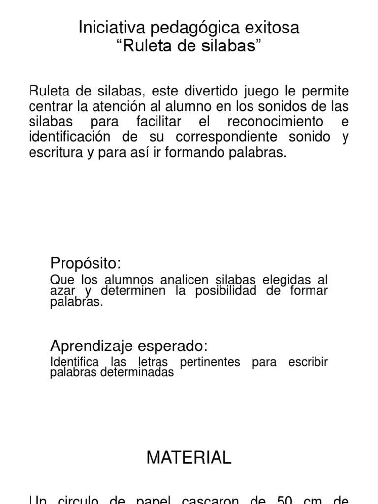 Ruleta de Silabas | PDF