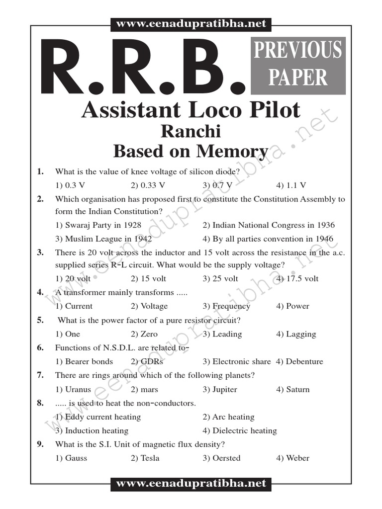 RRB Paper PDF | PDF | Electronic Circuits | Amplifier