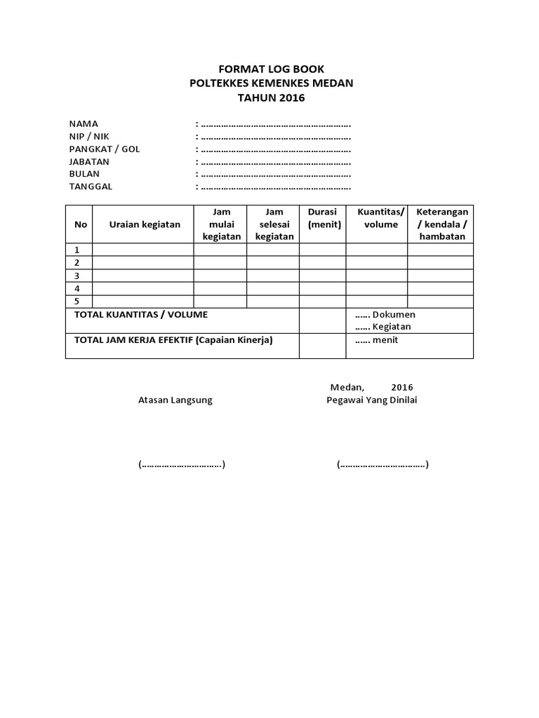 Format Log Book | PDF | Komputer