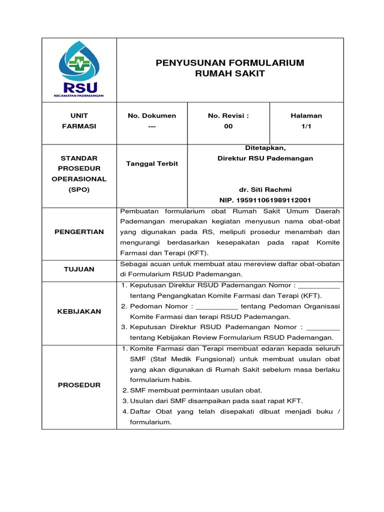 36 Spo Farmasi Penyusunan Formularium Rs Pdf Pengembangan Diri