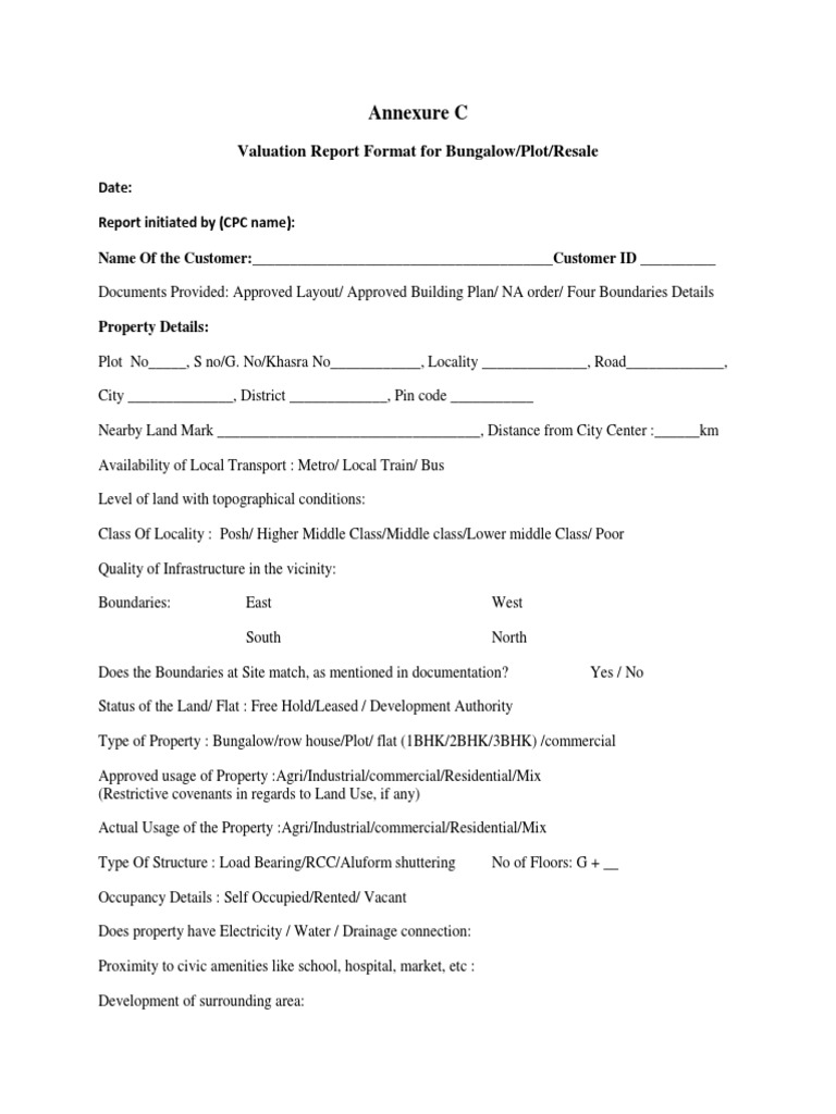 Property Valuation Report Format | PDF | City | Building