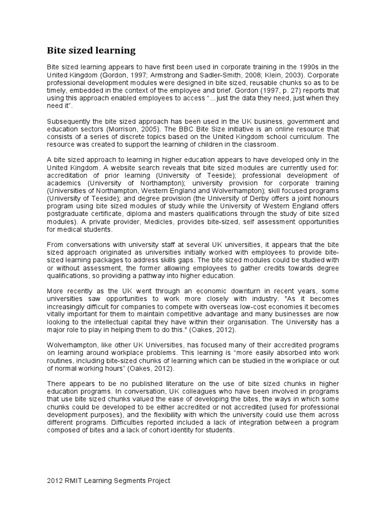 Bite Sized Learning Pdf University Academic Degree