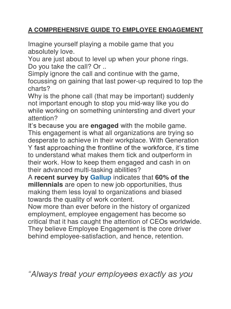 A Comprehensive Guide To Employee Engagement | PDF | Employment | Cross ...