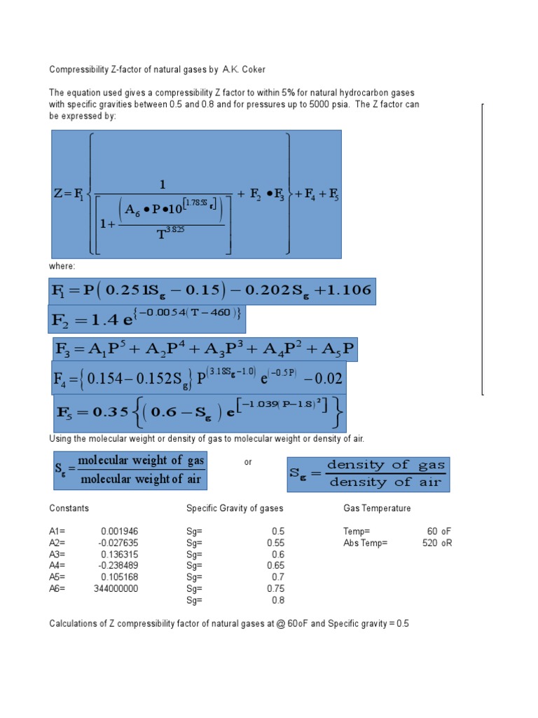 Compressibility Z Factor | PDF | Gases | Density