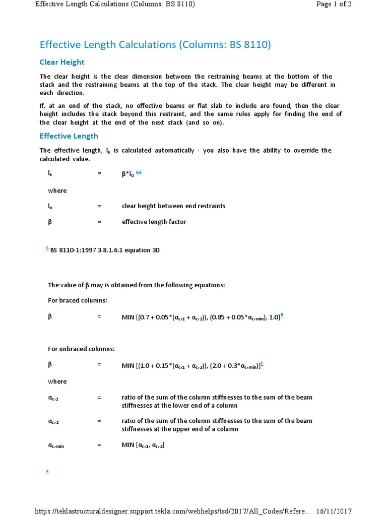 Effective Length Calculations (Walls BS 8110) PDF | PDF | Beam ...