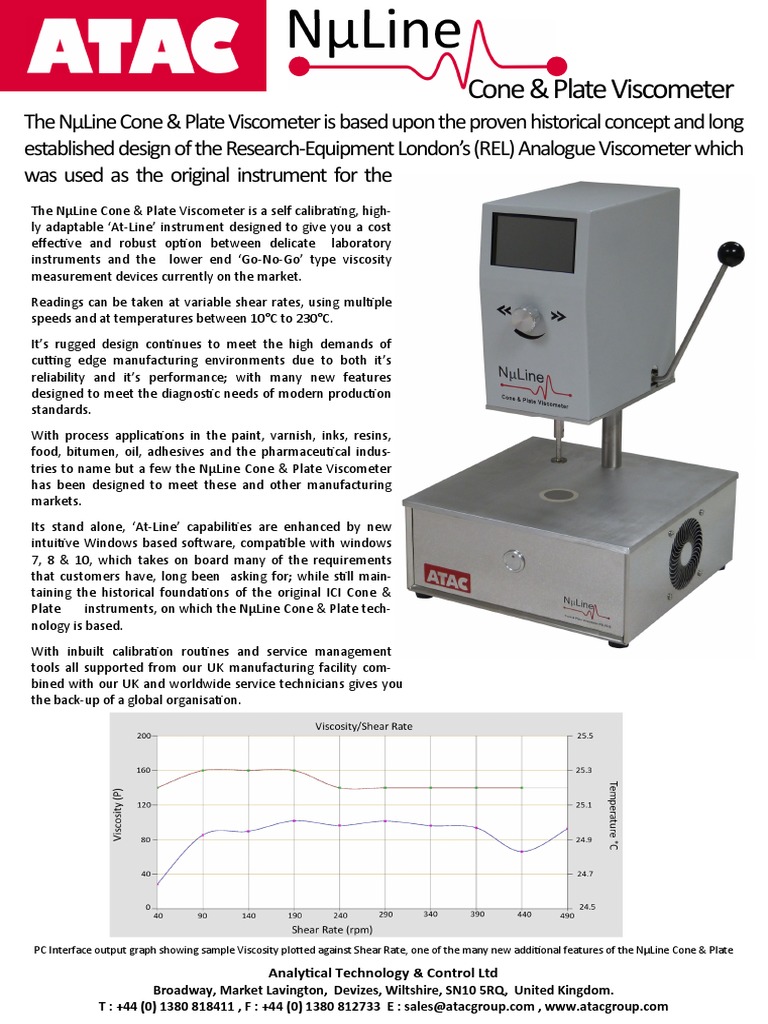 Atac Nuline Cone Plate Viscometer Data Sheet Rev 02 | PDF | Computing ...