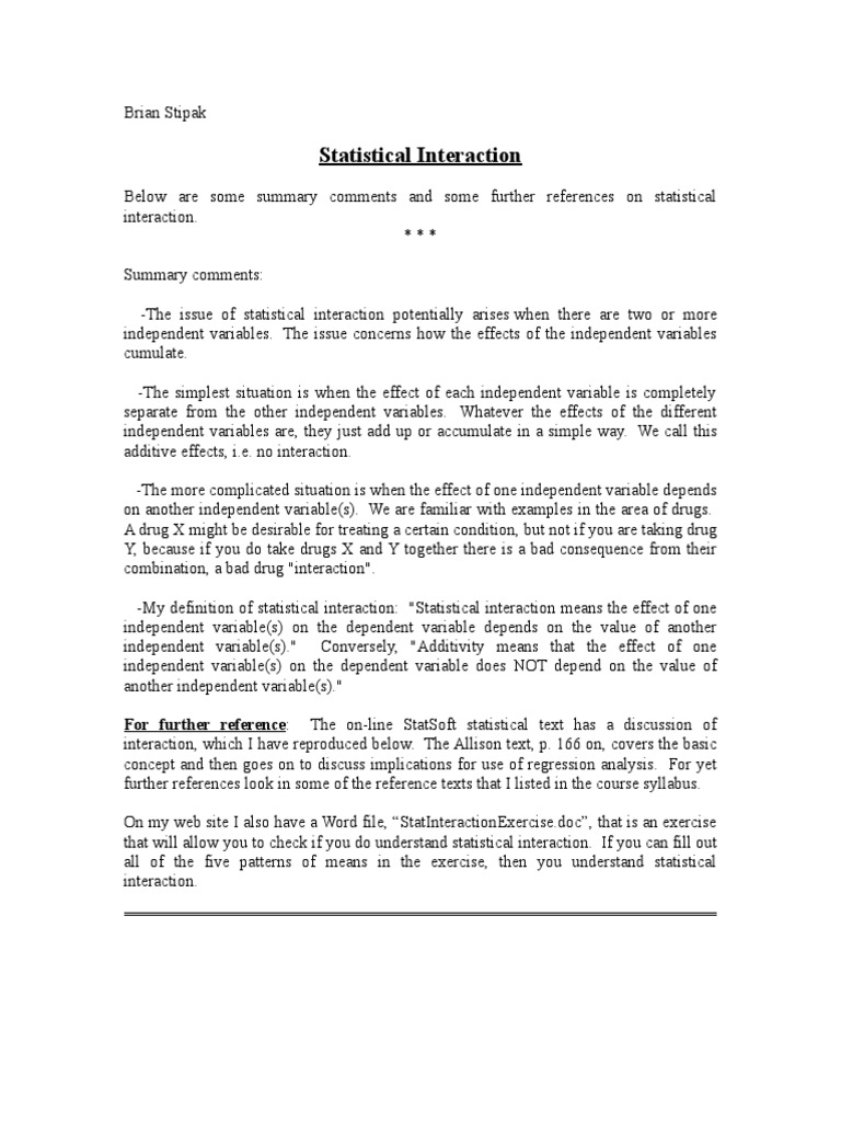 Understanding Statistical Interaction: A Summary of Key Concepts and ...