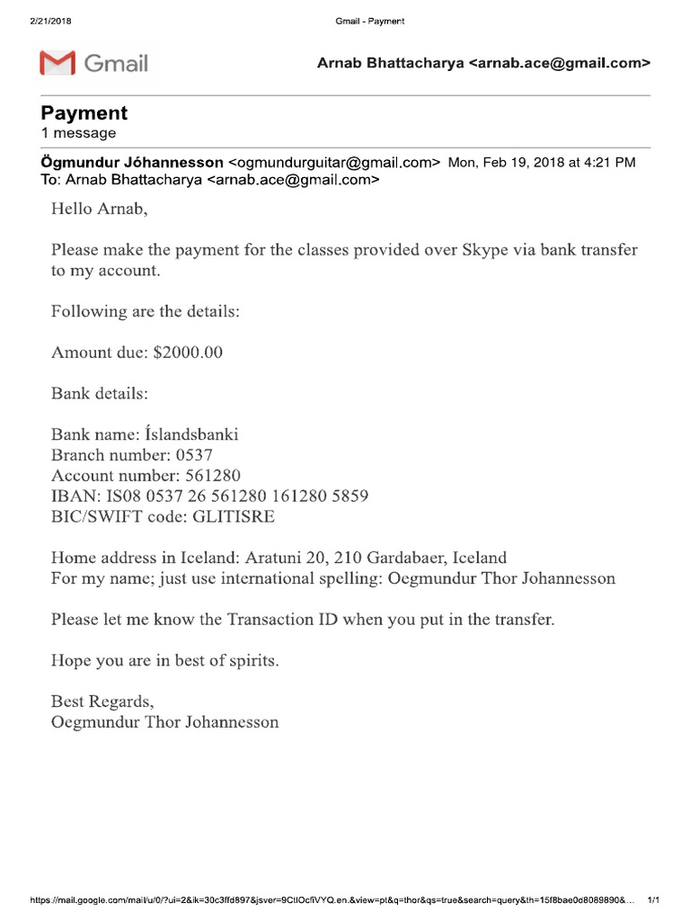 Gmail - Payment | PDF