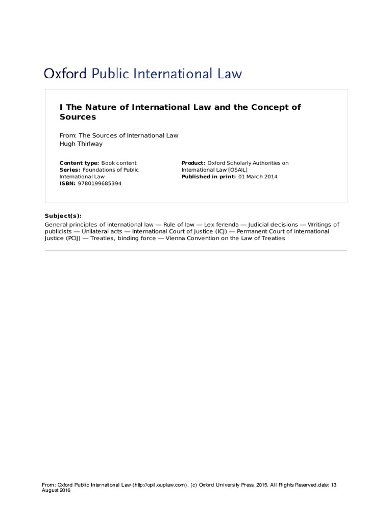 The Sources of International Law | PDF | International Law | Treaty