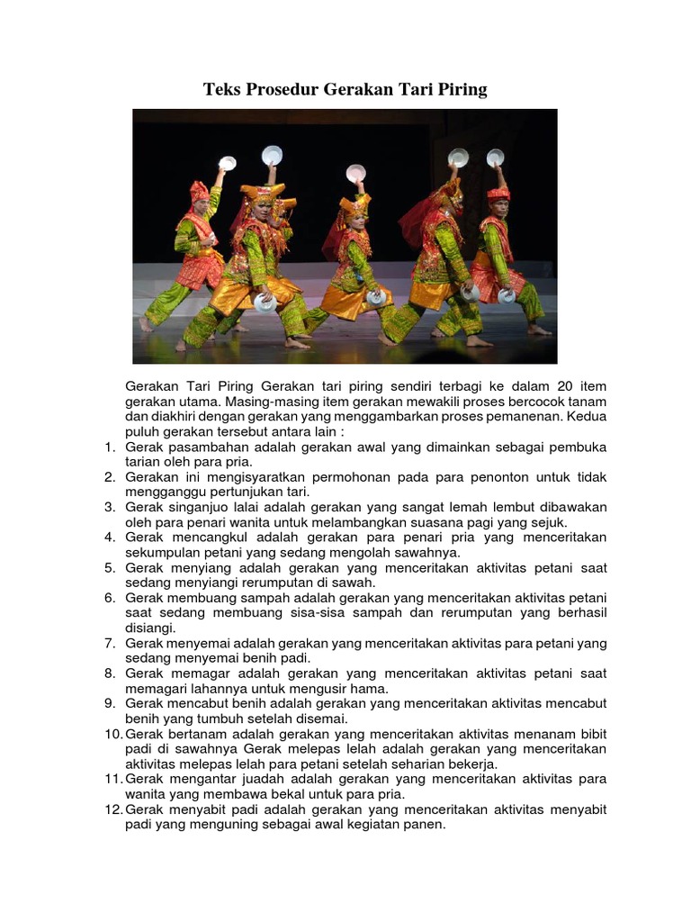Teks Prosedur Gerakan Tari Piring | PDF