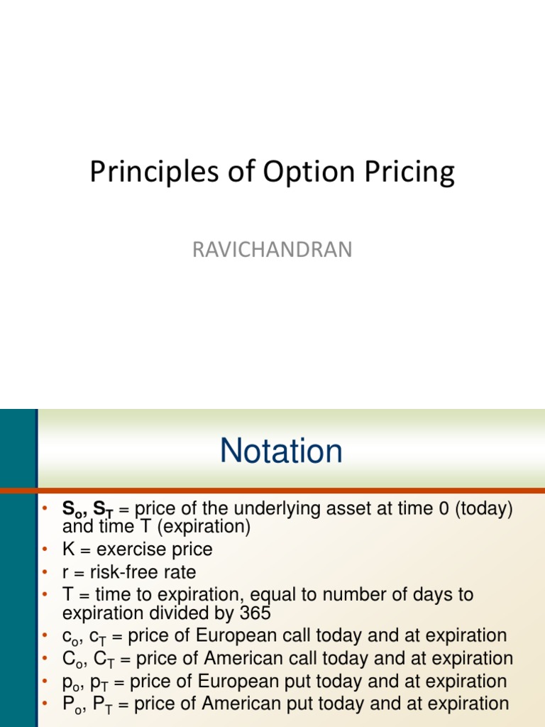 Principles of Option Pricing | PDF | Option (Finance) | Moneyness