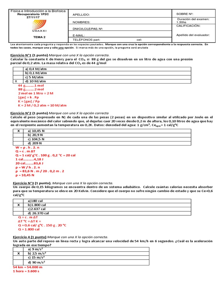 Recup Primer Parcial Tema 2 Claves | PDF | Calor | Humedad