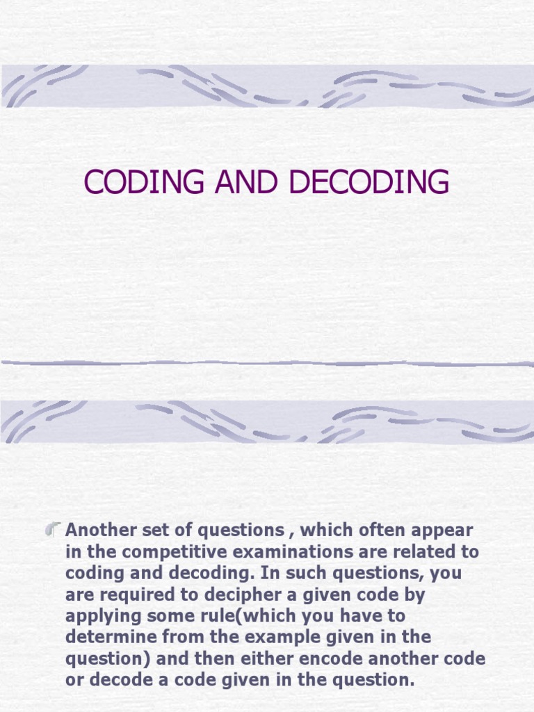Coding And Decoding Pdf Code Naming Conventions