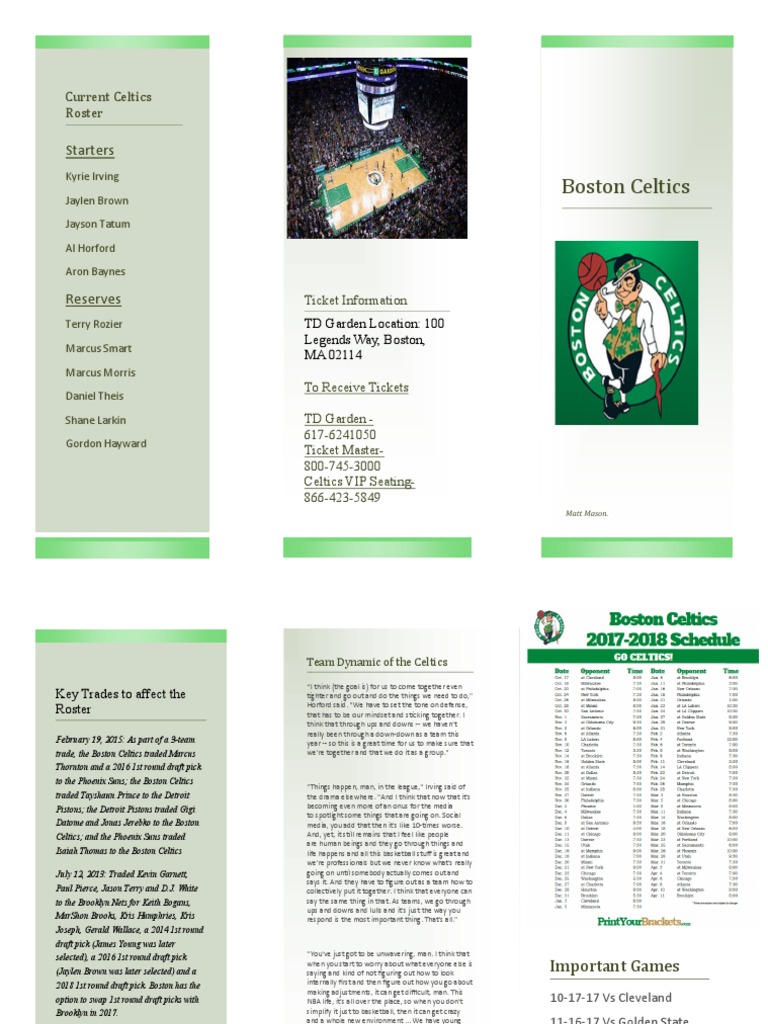 Celtics Brochure | PDF | Boston Celtics | National Basketball Association